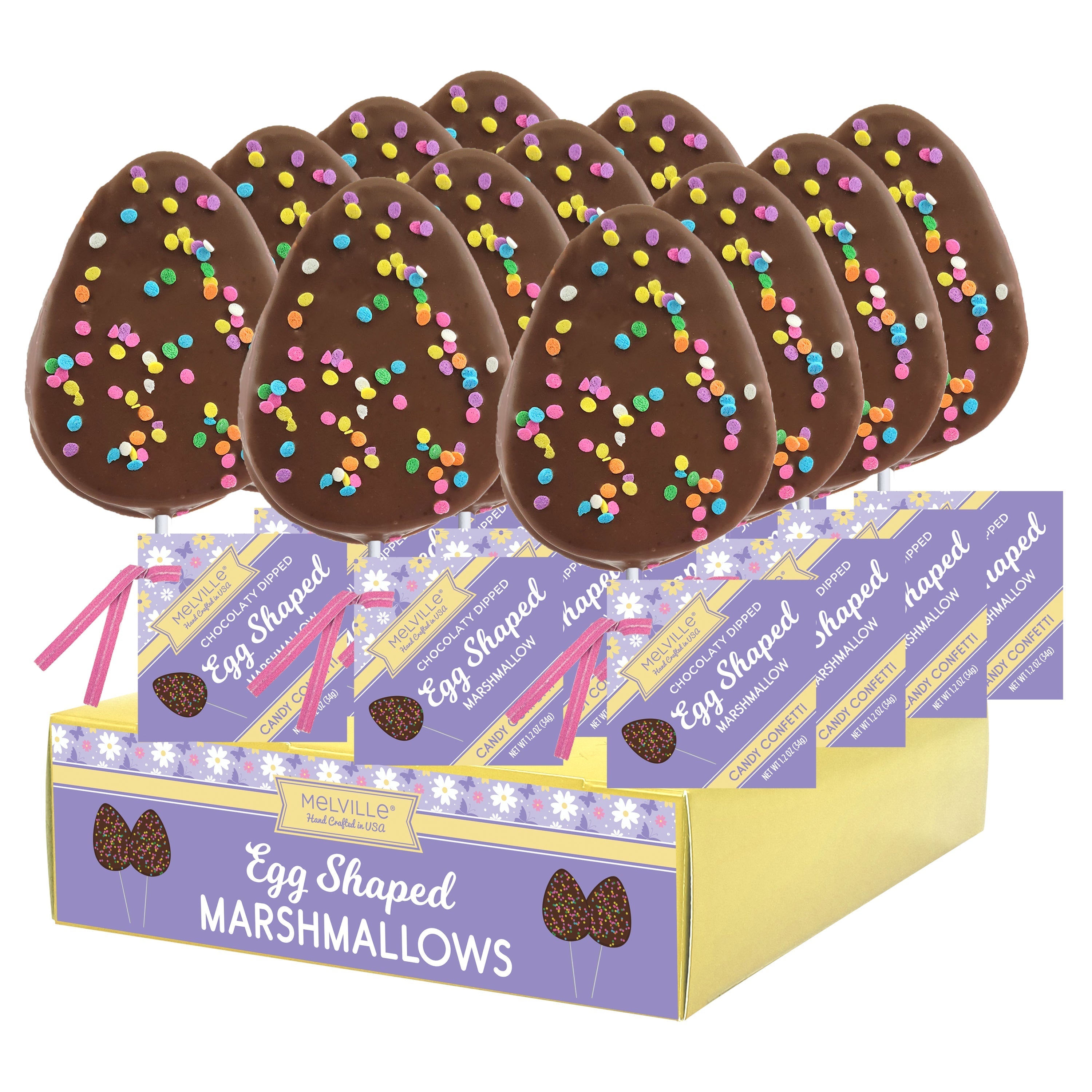 Egg-Shaped Milk Chocolate Marshmallow Pops | Hand-Decorated – Melville ...